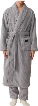 Generic Pyjama Homme Hiver Pyjama Polaire Homme Ensemble Cardigan Zipp&eacute; Hiver en Flanelle &Eacute;paisse Velours Corail Coupe Large V&ecirc;tement de Maison R&eacute;chauffant