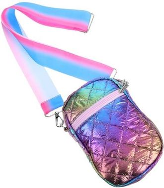 UPKOCH YARNOW Paquet Bandouli&egrave;re Femme Polyester Compact Couleur Violet Holographique Petite Pochette T&eacute;l&eacute;phone Portable L&eacute;g&egrave;re pour Voyages et Sorties Quoti