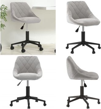 vidaXL Chaise pivotante de bureau Gris clair Velours - Chaise De Bureau - Chaise Pivotante - Chaise Ergonomique - Fauteuil De Bureau - Mobilier De Bureau