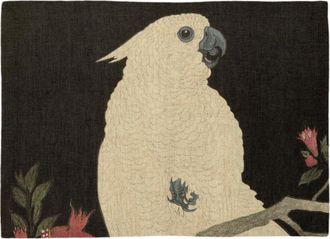 Fabulous Tischset aus Leinen - Papagei Granatapfel, japanischer Druck, tropisches Motiv, traditionelle Kunst, gro&szlig;es Format, 40 x 28,5 cm