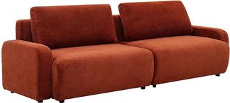 Vente-Unique CanapÈ 4 Places Convertible en Tissu Chenille Terracotta YOKIRA