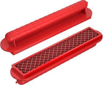 Generic Slotdog Cutter, multifunktionaler Hot Dog Slicer, Outdoor Camping Grillen Hot Dog Cutter BBQ Spiralgrill zum Kochen spielender Kinder, Rot