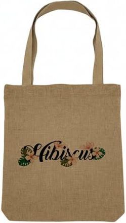 Fabulous Sac Shopping Tote Bag Aspect Lin - Hibiscus Fleurs Minimaliste Chic Jardin Amour - Sac de Courses Toile Epaisse 360g Beige Naturel Cabas Port&eacute; Epaule 