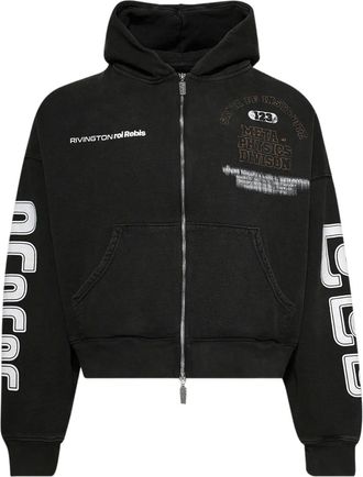 RRR123 zip-fastening hoodie - Schwarz