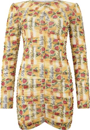 Philipp Plein Wrinkled Tulle Mini Dress Gelato