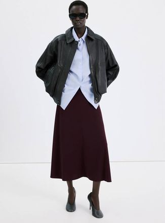 Mango Feinstrick-Midirock weinrot - Damen - S - MANGO