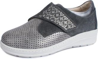 Jürgen Hirsch Chaussures basses en cuir Comfort 05 pour femme, fermeture, semelle intérieure DryGo amovible, anthracite, 41 EU