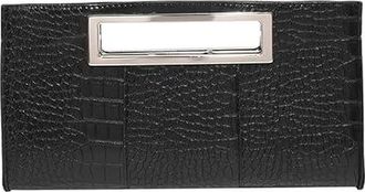 Generic Pochette de soirée en cuir avec poignée dorée et poignée en métal pour femme, Noir, 320*110*280mm/12.6*4.33*11.02inch