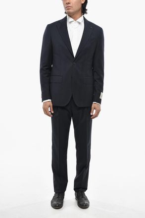 Corneliani CC COLLECTION Einfarbiger Anzug aus Schurwolle mit klassischem Revers Corneliani