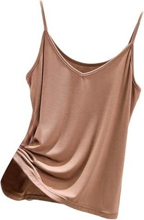 Generic D&eacute;bardeur basique pour femme - Gilet d&eacute;t&eacute; l&eacute;ger et &eacute;l&eacute;gant &agrave; bretelles - Col en V - Tunique Cami - Spaghetti - Sans manches - T-shirt sexy - L&eacute;ger - &Eacute;