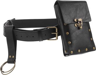 IFUNDOM Steampunk G&uuml;rteltasche Renaissance Stil Langlebige Mittelalter Tasche mit Ger&auml;umigen F&auml;chern f&uuml;r Handy Schl&uuml;ssel Geld Schwarze LARP Bauchtasche f&uuml;r Fe