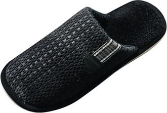Generic Pantoufles en coton non chaud pour homme, printemps, automne et hiver, Noir, 39 2/3 EU