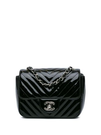 Chanel mini sac à bandoulière Square Chevron Flap (2020) - Noir