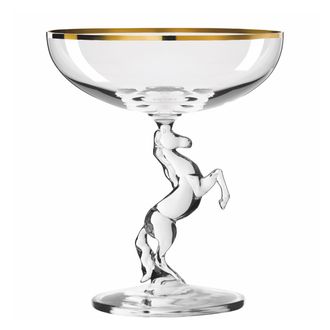 Ritzenhoff 9011002 Champagnerglas 200 ml, Serie Reitkristall - mit Goldrand und Stiel in Form eines steigenden Pferdes - Made in Germany