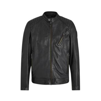 Belstaff Schwarze Bikerjacke V Racer Blau - - Jackets - Herren - Schwarzk - 2XL