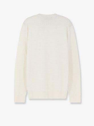 HUGO BOSS Mens Sweater Silk-Cotton Blend White