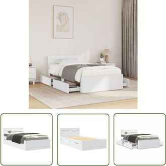 vidaXL The Living Store - vidaXL Cadre de lit avec t&ecirc;te de lit sans matelas blanc 100x200 cm