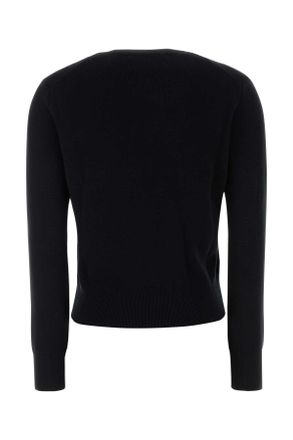 Ami Womens Black Wool Sweater Blackred Merino