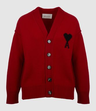 Ami Cardigan Ami De Coeur Rouge Rubis Noir