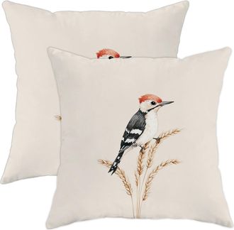 Generic Herbstspechtvogel Kissenbezug Komfort Kissenh&uuml;lle Weich Zierkissenbezug F&uuml;r Schlafzimmer Balkon Sofa 45X45Cm 2Er Set