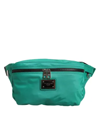 Dolce & Gabbana Mens Logo Plaque Nylon Belt Bag Green