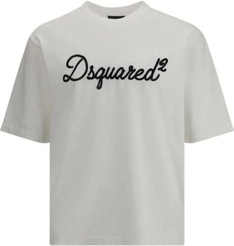 Dsquared2 Homme, Tops, Blanc, Taille: L T-shirt ras du cou en coton