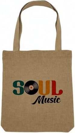 Fabulous Sac Shopping Tote Bag Aspect Lin - Soul Music Musique Vinyle Vintage 70s - Sac de Courses Toile Epaisse 360g Beige Naturel Cabas Port&eacute; Epaule Solide I