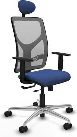 Piqueras y Crespo Stuhl f&uuml;r Telearbeit mit 1D-Armen, h&ouml;henverstellbarer Lendenwirbelst&uuml;tze und festem Kopfteil, ausgestattet mit Syncro/Traslack und Schneideschaum, Gra