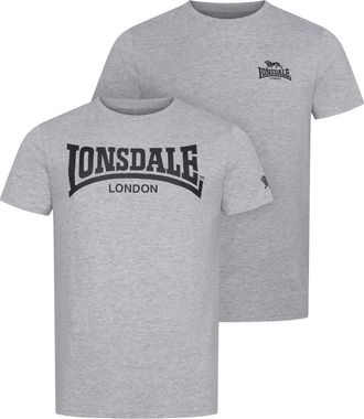Lonsdale Herren T-Shirt Normale Passform Doppelpack PIDDINGHOE Marl Grey/Black XXXL