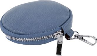 modamoda.de P10 / P08 Damen Leder Rauleder Geldb&ouml;rse M&uuml;nzgeldb&ouml;rse Taschenanh&auml;nger &oslash; 11,5 cm handmade in Italy, Farbe:Taubenblau