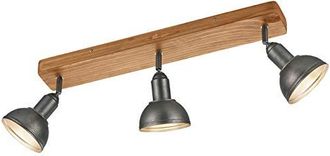 Trio Leuchten Deckenleuchte Delhi 803400367, Metall Nickel matt antik, Base Holz, exkl. 3x E14, Balken 3-flammig