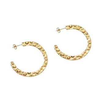Dansk Copenhagen Femme, Accessoires, Jaune, Taille: ONE Size SOL Waterproof 18K Gold Plated Hoops - Hammered Stainless Steel