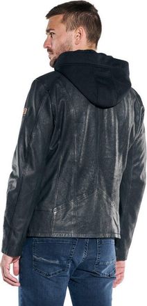 Emilio Adani Lederjacke Herren Lederjacke mit abnehmbarer Kapuze, Anthrazit