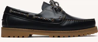 Faguo Chaussures bateau cuir bleu marine
