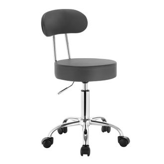 Woltu Rollhocker Schminkhocker Hocker h&ouml;henverstellbar mit Rollen & Lehne Grau Arbeitshocker 360&deg; Drehhocker B&uuml;rostuhl Kosmetikhocker f&uuml;r Werkstatt, Sch&ouml;nhe