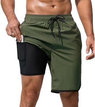 Generic HUIWDP Short de bain d&eacute;t&eacute; tendance en polyester pour homme S&eacute;chage rapide Taille &eacute;lastique Pantalon de plage Traje De Ba&ntilde;o, A21, 4XL