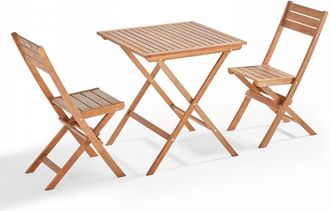 Oviala Table et 2 chaises pliante en bois deucalyptus