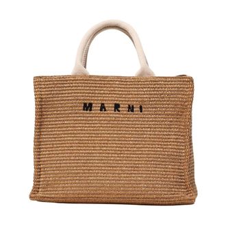 Marni Femme, Sacs, Brun, Taille: ONE Size Sac cabas en paille blanche
