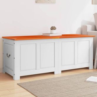 vidaXL Coffre de rangement et couvercle marron et blanc bois dacacia Vidaxl