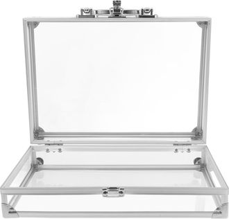 TOPBATHY Gro&szlig;er Aluminiumlegierung Kosmetikkoffer Transparent Schmuckbox mit F&auml;chern Sicherem Schloss und Robustem Rahmen Vielseitiger Organizer f&uuml;r Halsketten