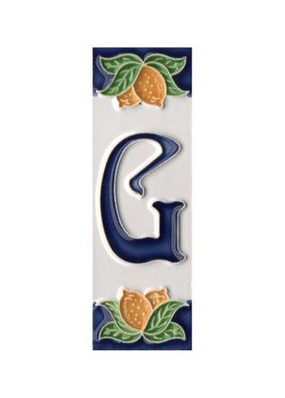 Generic Hausnummern, italienische Keramik-Zahlen und Buchstaben, Zitronendesign, Fliesengr&ouml;&szlig;e: 10 cm x 3,5 cm (Buchstabe G)