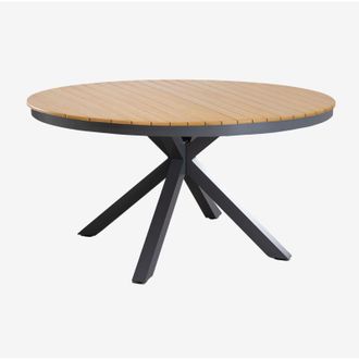 Sklum Sklum - Table de jardin ronde en aluminium et bois deucalyptus Archer Gris Graphite &Oslash;140 cm