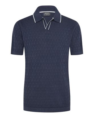 Maerz Strick-Poloshirt aus Baumwolle mit Variokragen in