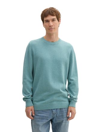 Tom Tailor Herren 1044691 Basic Strickpullover mit Rundhalsausschnitt, 13158-Mineral Stone Blue Melange, XXL