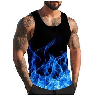 Generico T-shirt de sport d&eacute;t&eacute; d&eacute;contract&eacute; en coton avec imprim&eacute; Tie-Dye pour homme, bleu, XXL