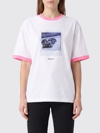 Versace T-Shirt aus Baumwolle mit Medusa-Grafikdruck und Kontrastprofilen