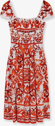 Dolce & Gabbana Cotton long dress with Maiolica print - DOLCE & GABBANA - gender_Woman