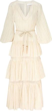 Zimmermann robe ray&eacute;e &agrave; volants superpos&eacute;s - Tons neutres