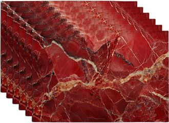 Generic Stilvolle Tischsets aus rotem Marmor, luxuriöse Esstischdekoration für Winterparty, rutschfest, waschbar, für drinnen und draußen, 6 Stück