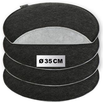 Com-Four 4X Gepolstertes Sitzkissen Ø 35 cm - Stuhlkissen für Stühle und Bänke - Sitzkissen-Set aus Filz - Runde Sitzpolsterauflage für Esszimmer, Garten, Terr